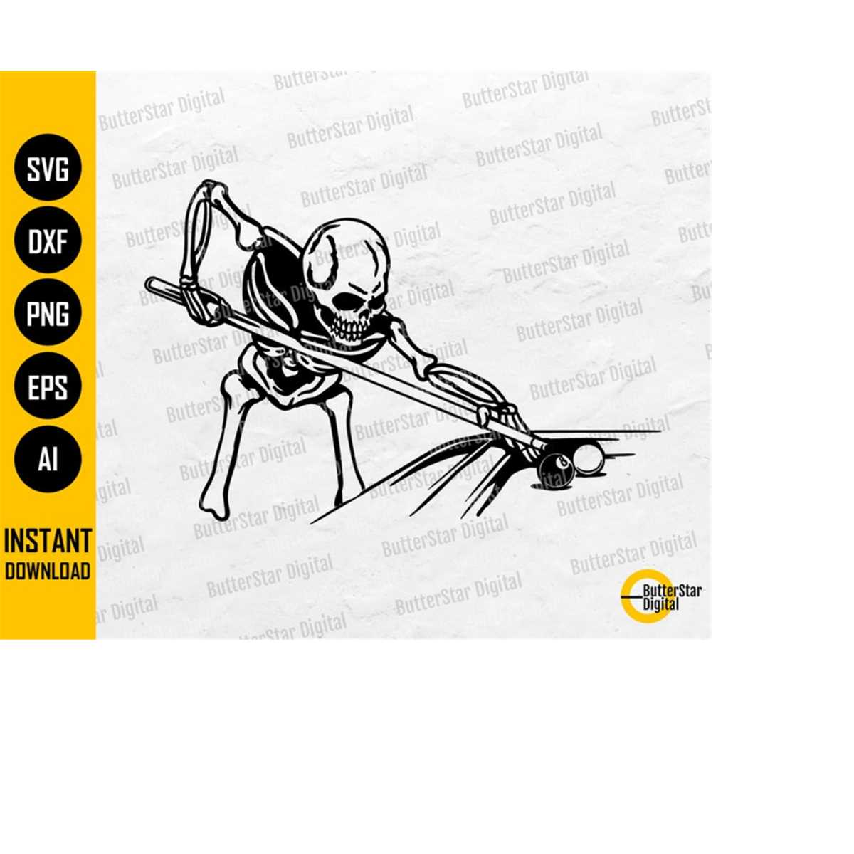 Skeleton Billiard Player SVG | Billiards SVG | Eight Ball SV | Inspire ...