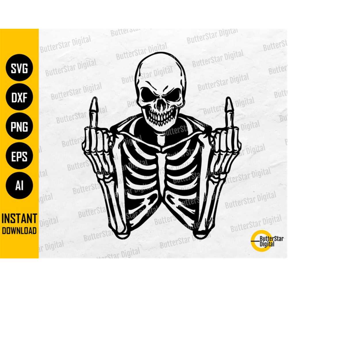 Skeleton Middle Finger SVG | Skull SVG | Horror T-Shirt Deca | Inspire Uplift