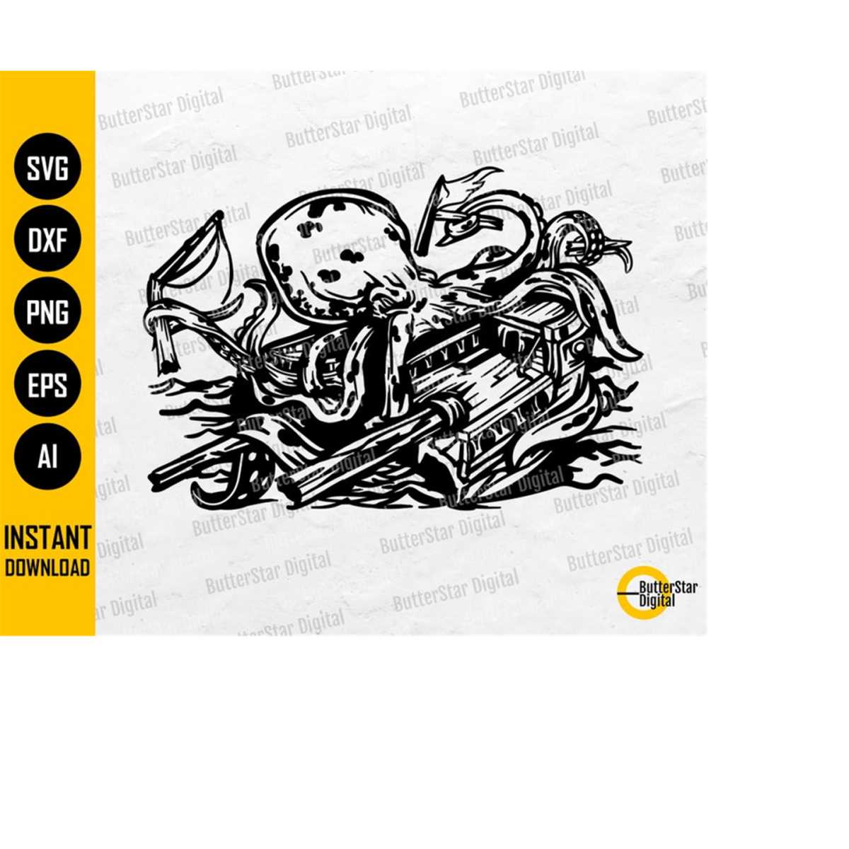 Kraken SVG | Tentacles SVG | Ocean Sea Monster Wall Art Viny | Inspire ...