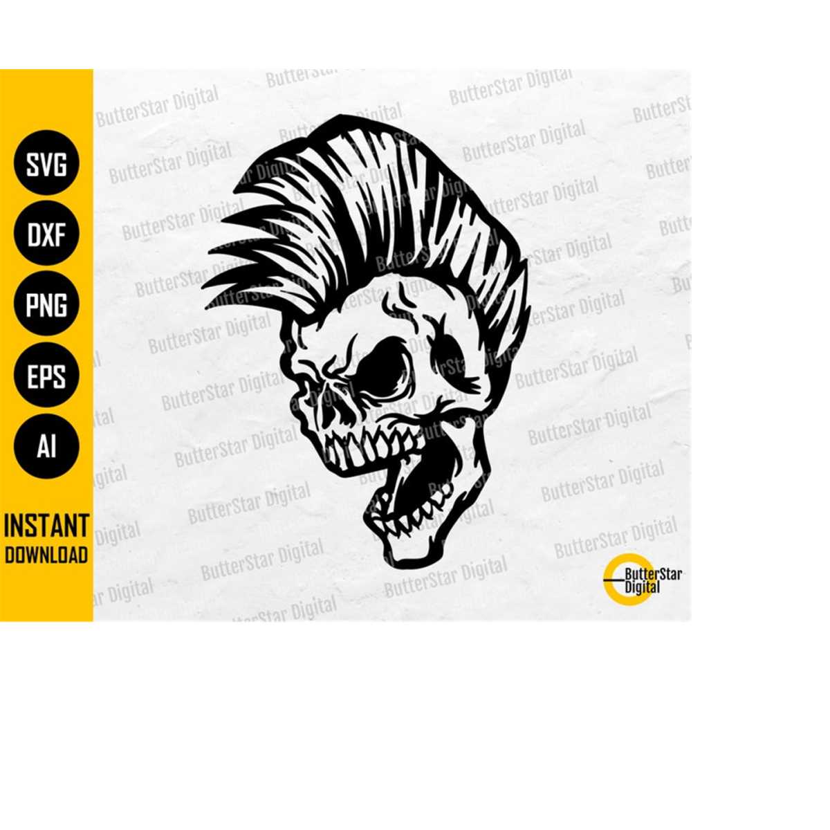 Mohawk Skull SVG | Punk Rock SVG | Skeleton SVG | Goons Gang | Inspire ...