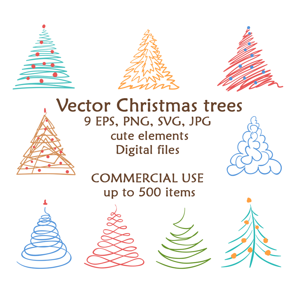 Christmas tree clip art hand drawing vector funny doodle car - Inspire ...