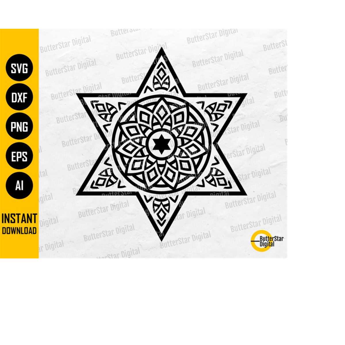 Star Of David SVG | Mandala SVG | Zentangle SVG | Jewish Svg | Inspire ...
