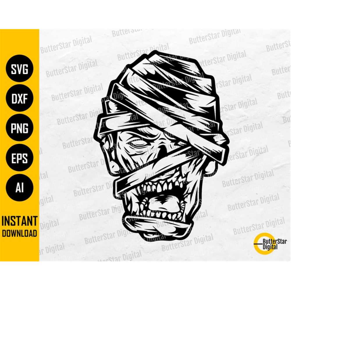 Mummy Head SVG | Horror Monster SVG | Halloween T-Shirt Deca - Inspire ...