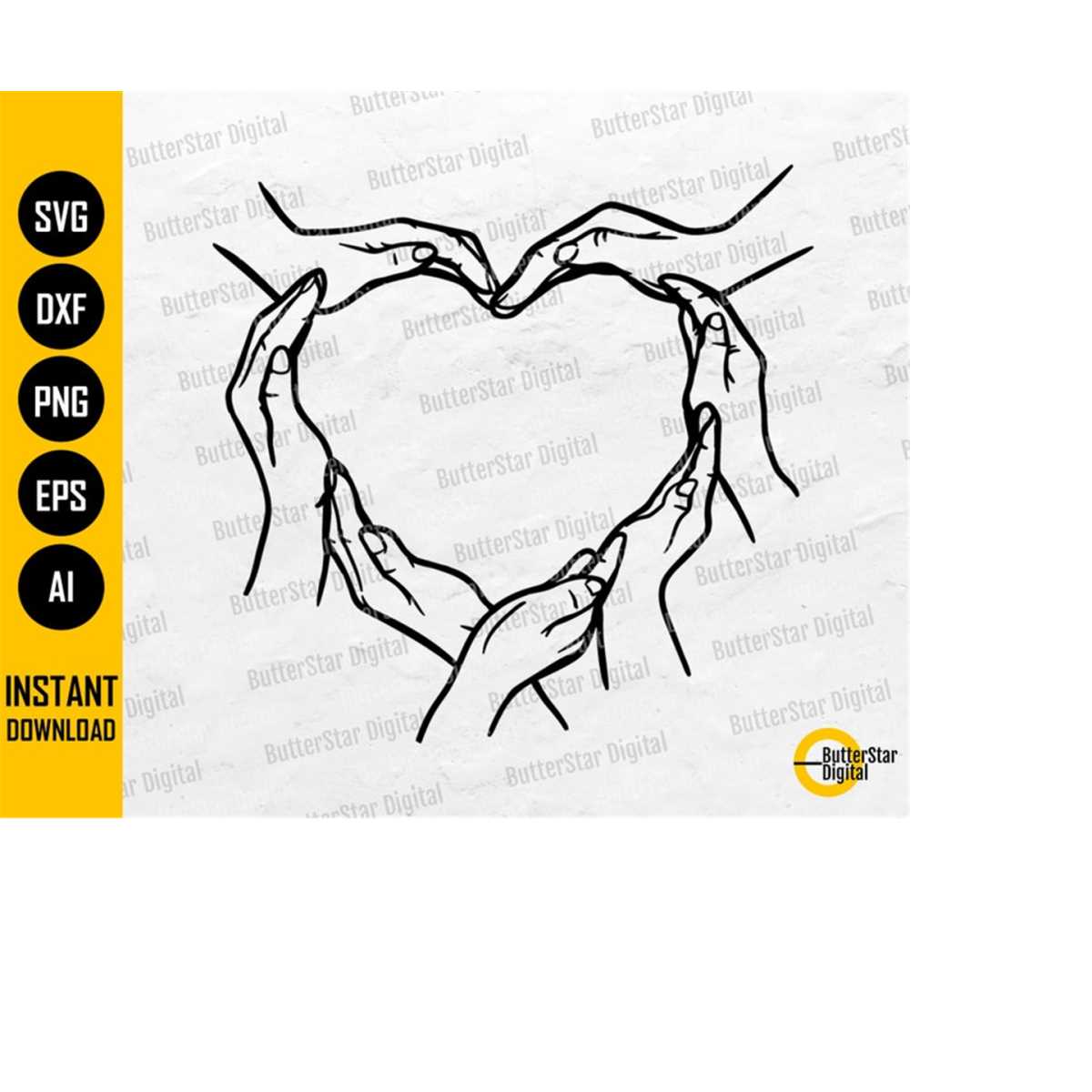 Group Heart Hands Sign SVG | Cute Love Decal T-Shirt Sticker | Inspire ...