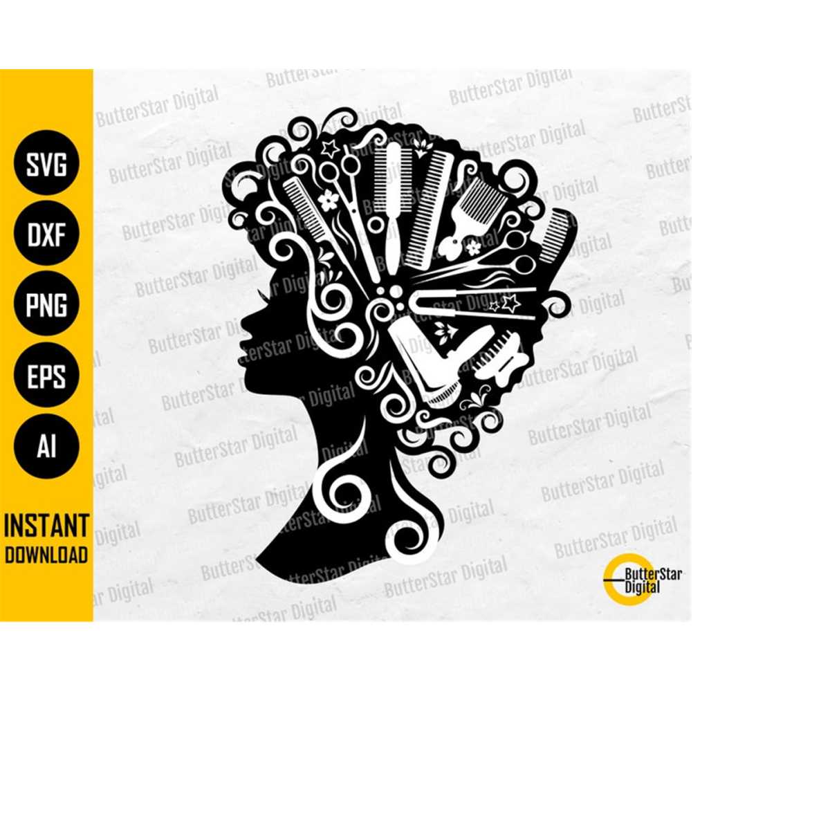 Curly Hair Style SVG | Hair Salon SVG | Hairdresser Hairstyl - Inspire ...