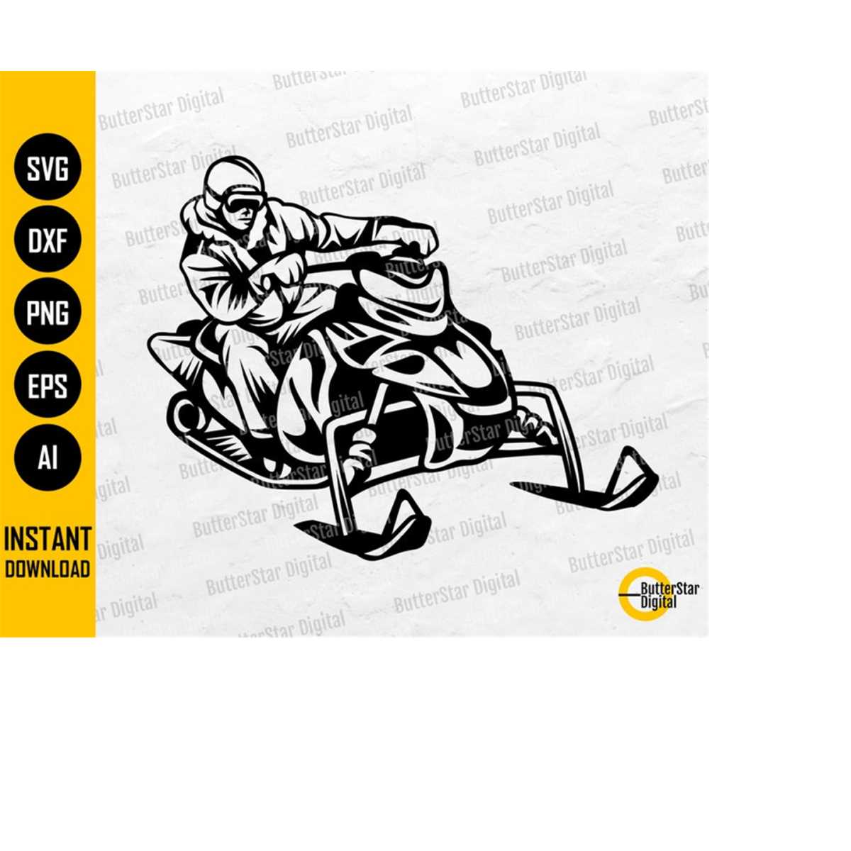 Snowmobile Rider SVG | Snowmobiler SVG | Winter Illustration | Inspire ...