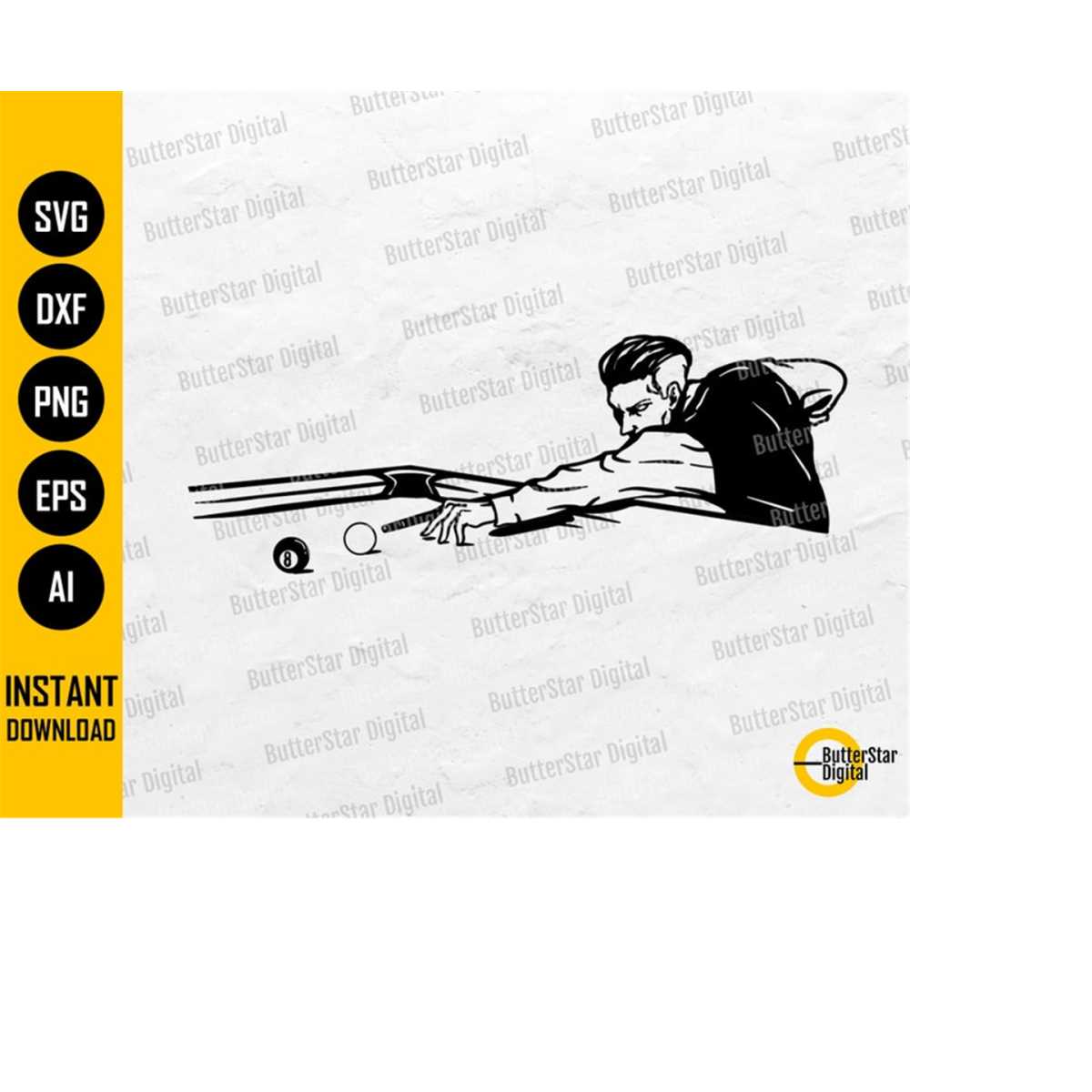 Pro Pool Player SVG | Billiard PNG | Eight Ball SVG | 8-Ball | Inspire ...