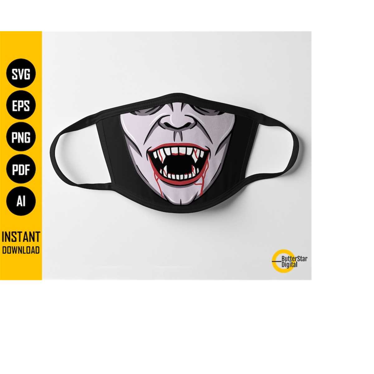 Vampire Fangs Face Mask SVG | Monster Facemask | Horror Mout | Inspire ...