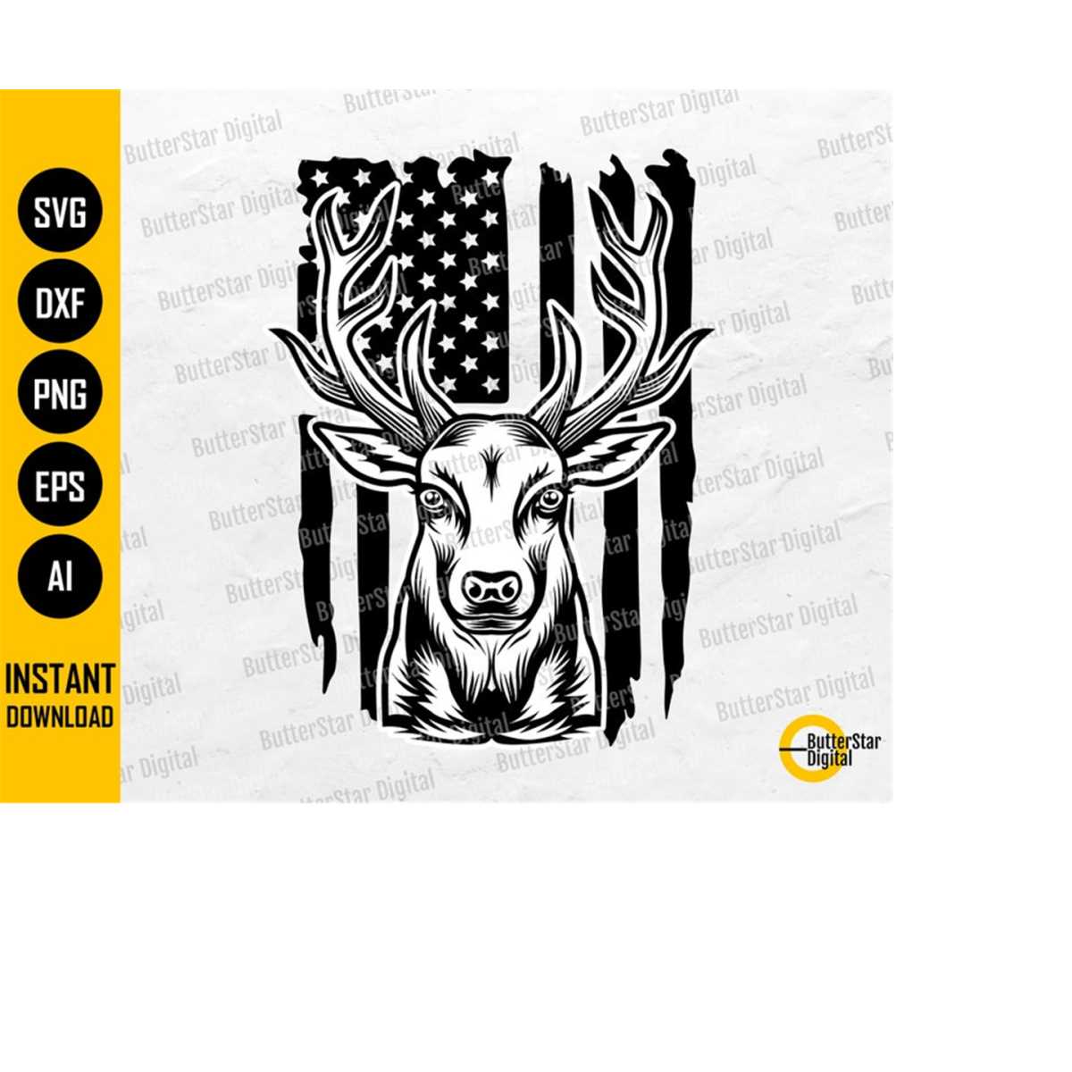 US Buck Head SVG | USA Deer Hunt Svg | American Elk Hunting | Inspire ...