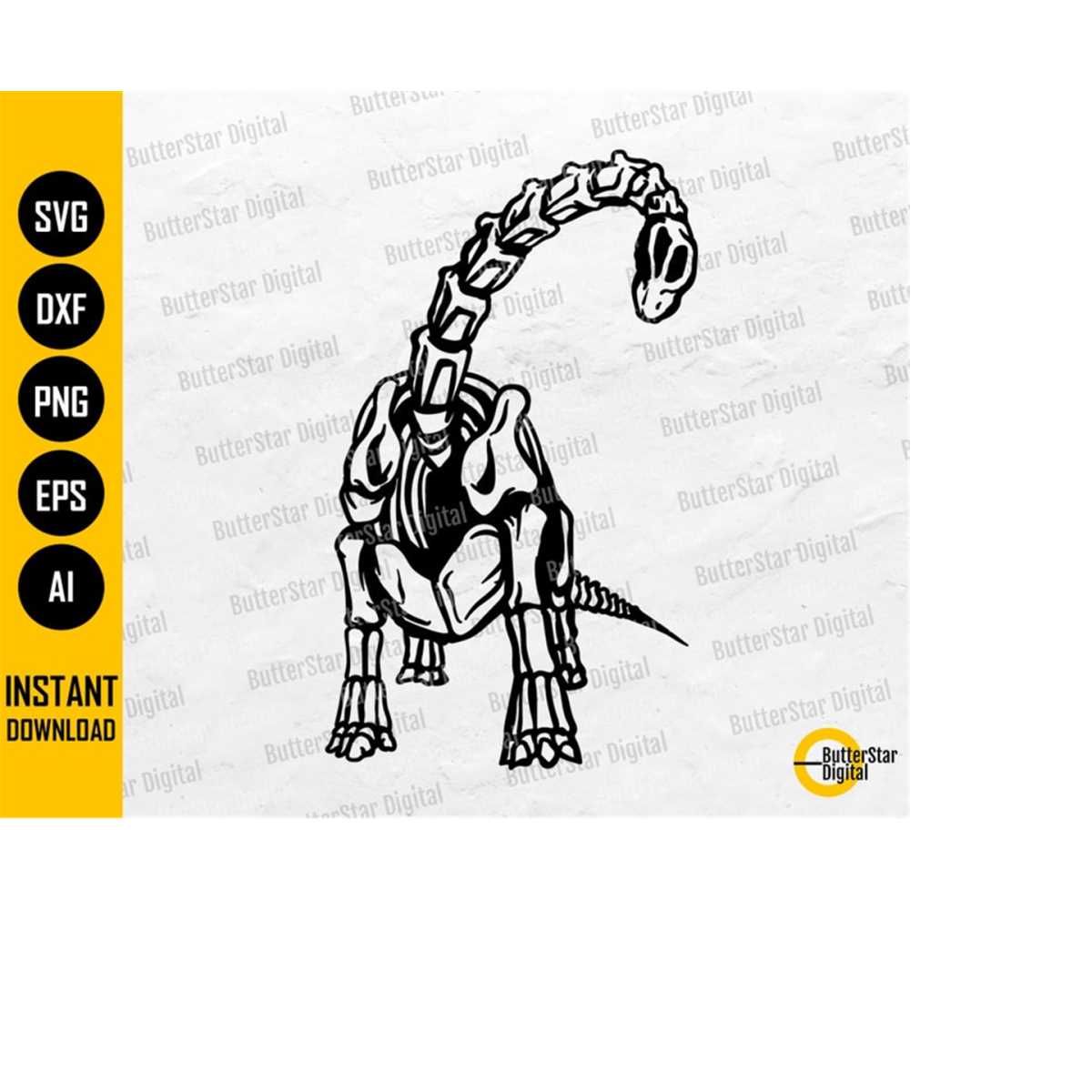 Skeleton Brachiosaurus Dinosaur SVG | Long Neck Dino SVG | P | Inspire ...