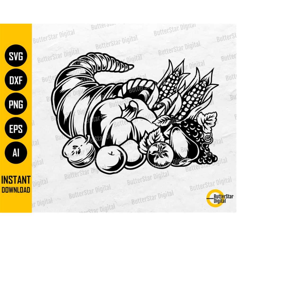 Cornucopia SVG | Horn Of Plenty SVG | Thanksgiving Decal Sig | Inspire ...