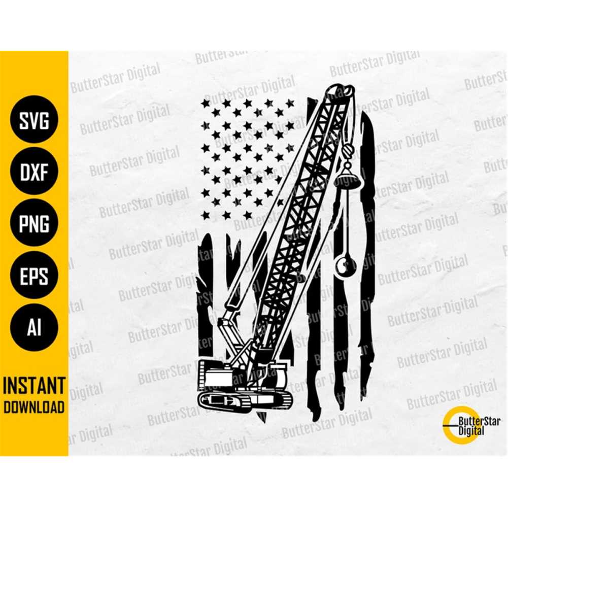 US Wrecking Ball Crane SVG | USA Construction Svg | Heavy Eq | Inspire ...