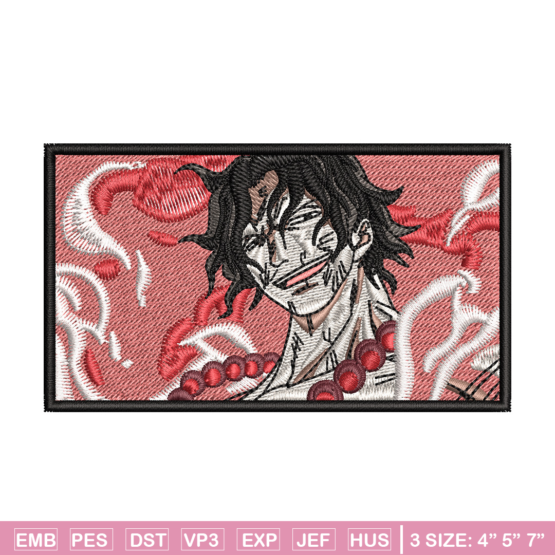Ace flame rectangle embroidery design, Ace embroidery,Anime - Inspire ...
