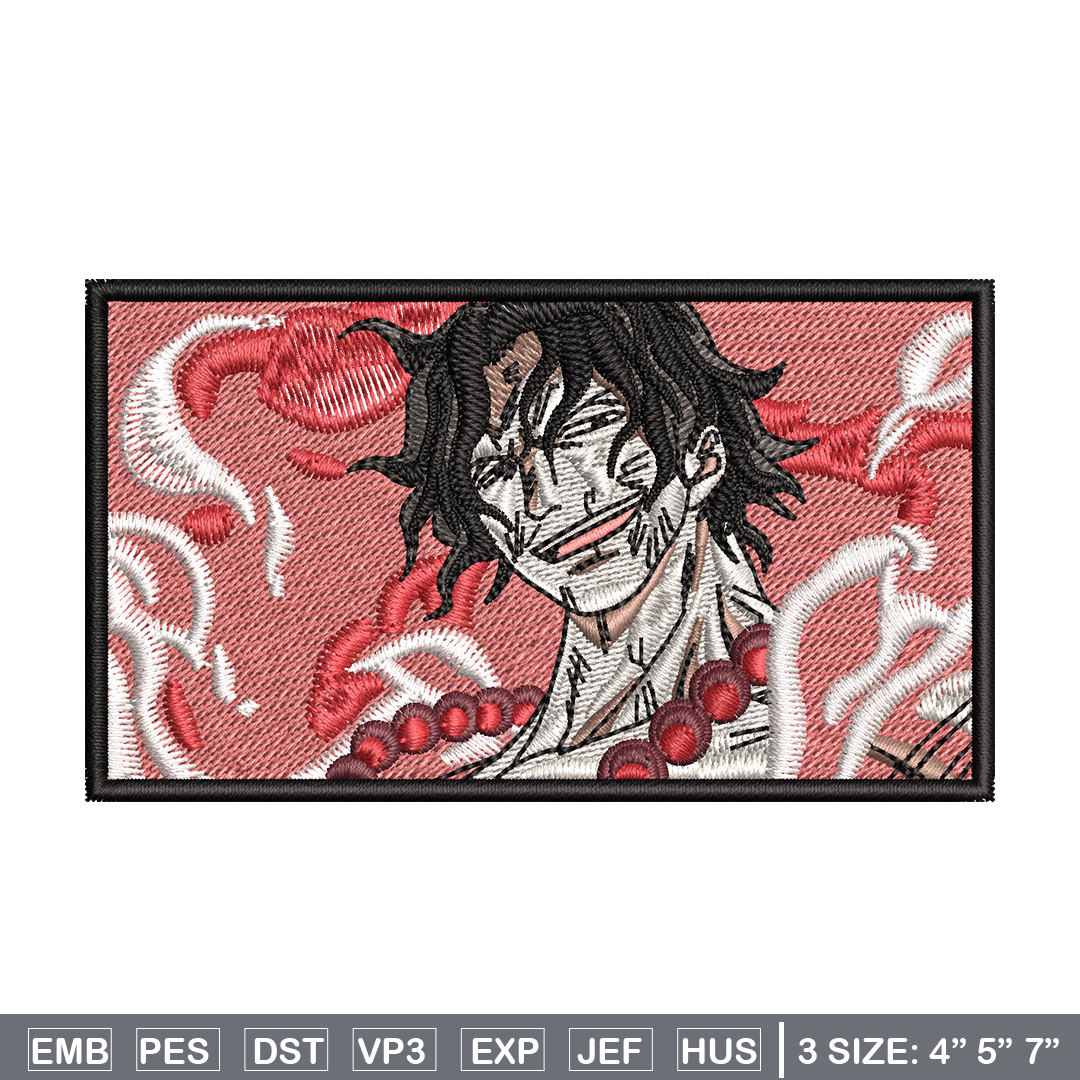 Ace flame rectangle embroidery design, Ace embroidery,Anime | Inspire ...