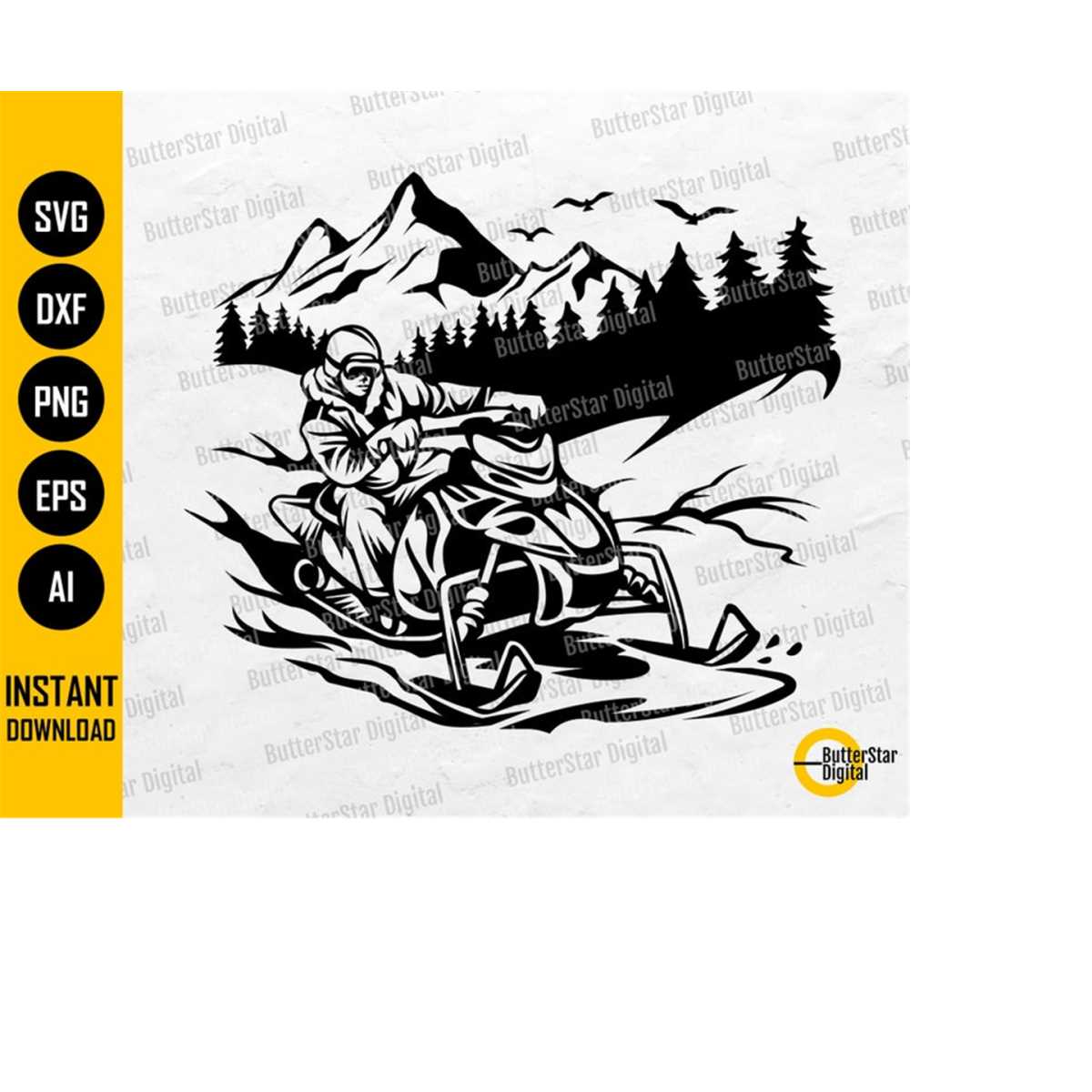 Snowmobile Scene SVG | Snow Vehicle SVG | Winter Decal Stick | Inspire ...