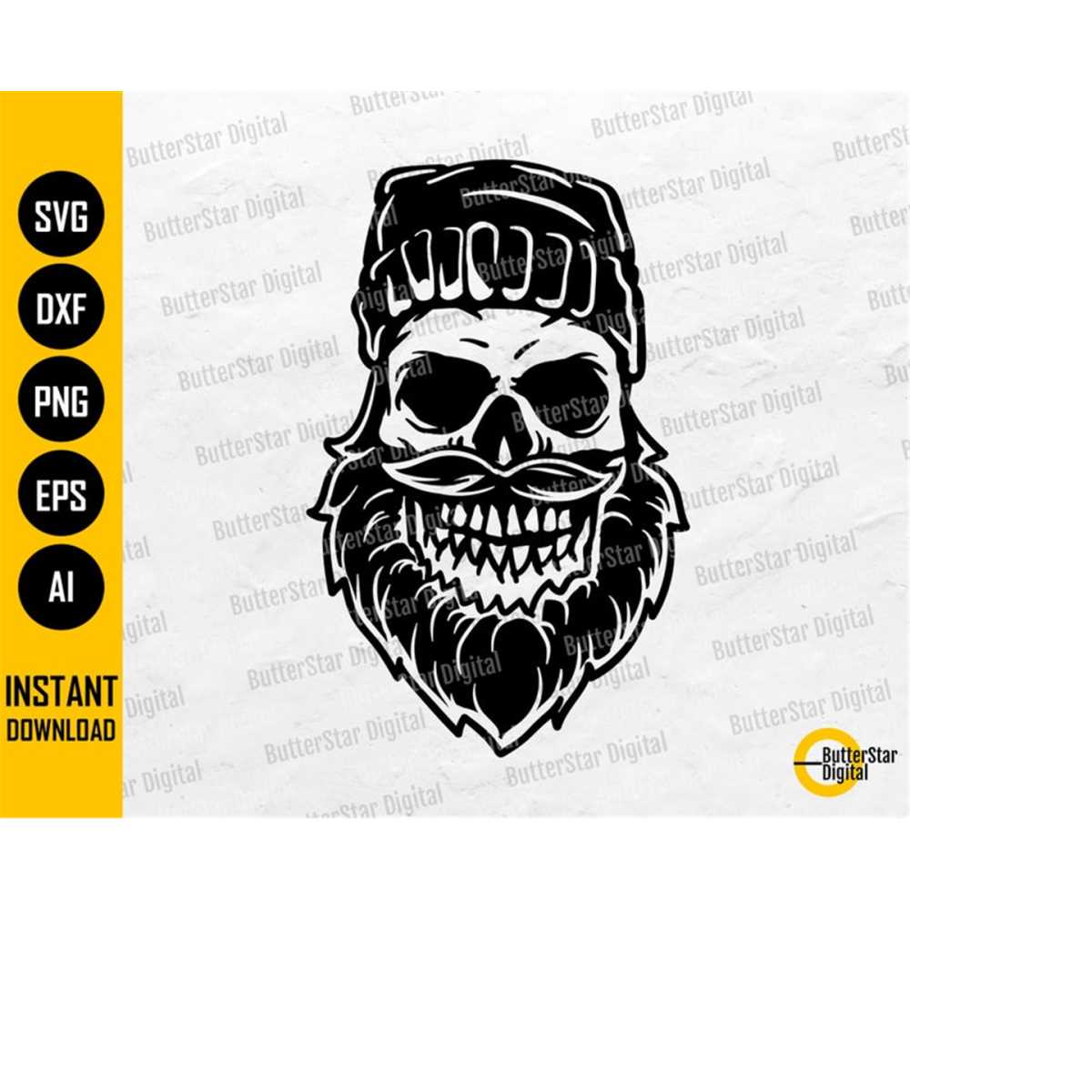 Skull Beard SVG | Skeleton SVG | Gothic T-Shirt Vinyl Decal | Inspire ...