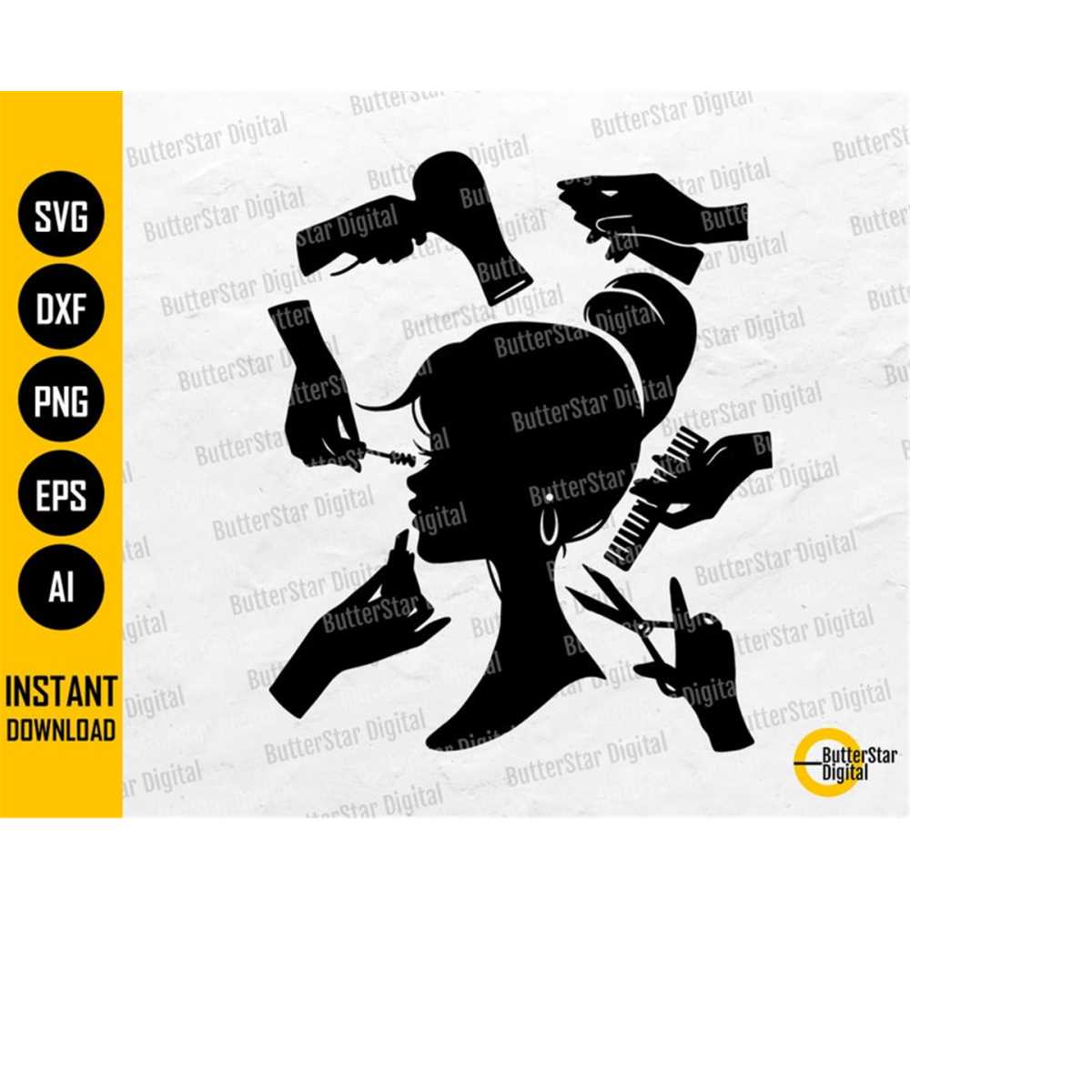 Beauty Salon SVG | Hair Cut Scissor Brush Comb Makeup Blower | Inspire ...