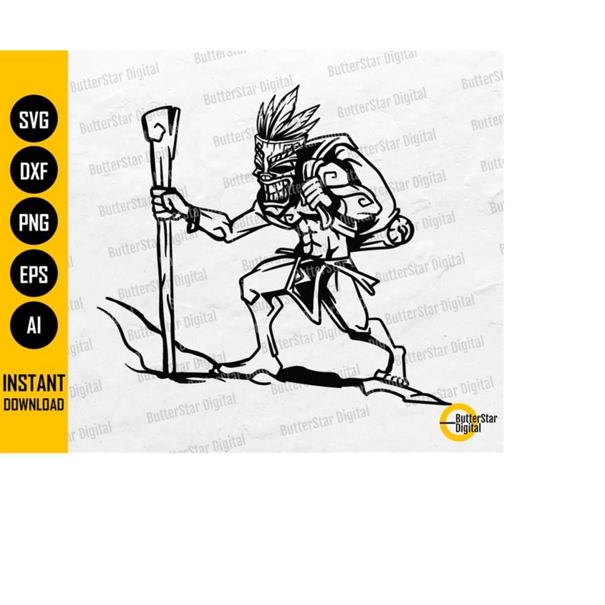 Tiki Man Hiking SVG | Tiki SVG | Camp Hike Hawaiian Explore | Inspire ...
