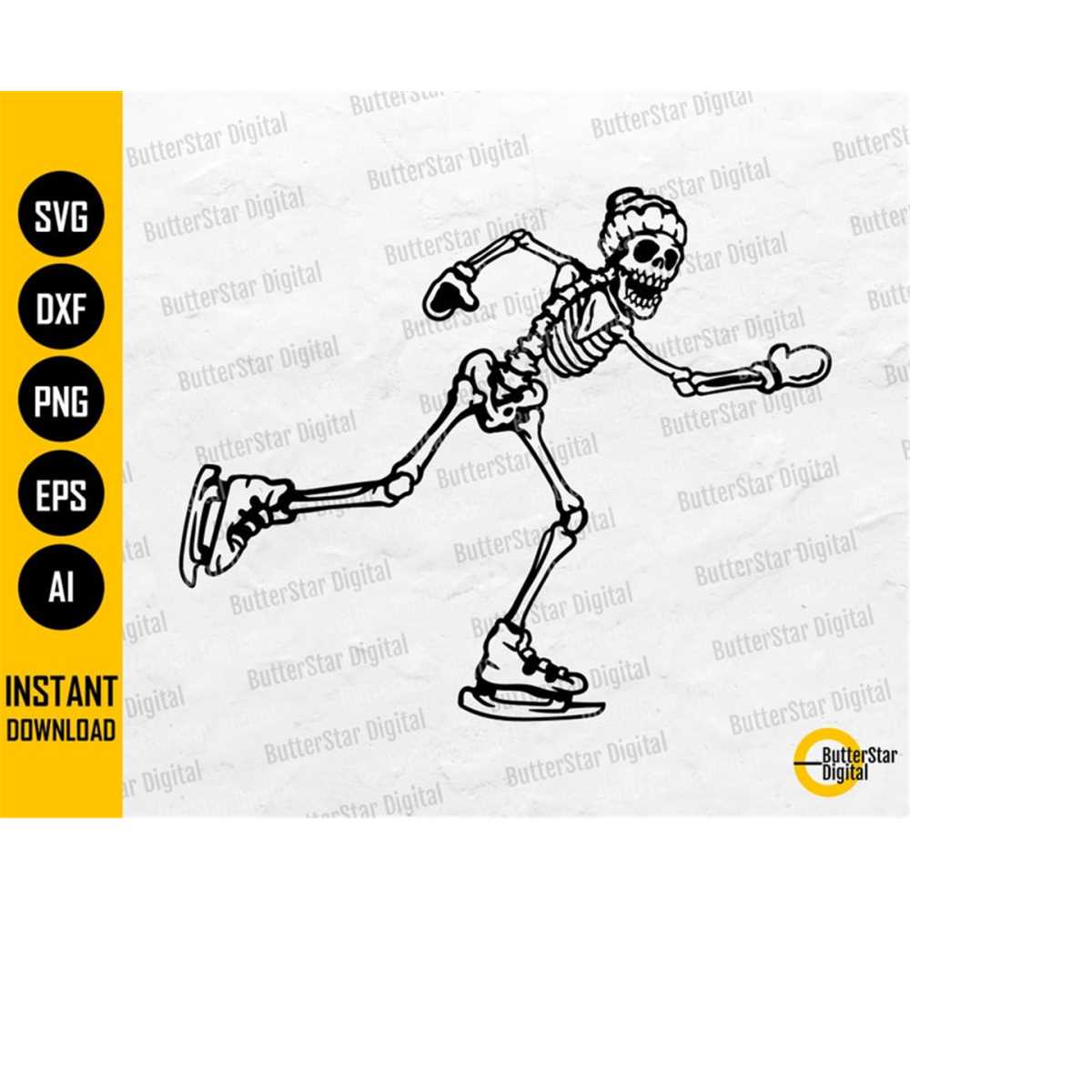 Skeleton Ice Skating SVG | Funny Winter SVG | Skull T-Shirt | Inspire ...