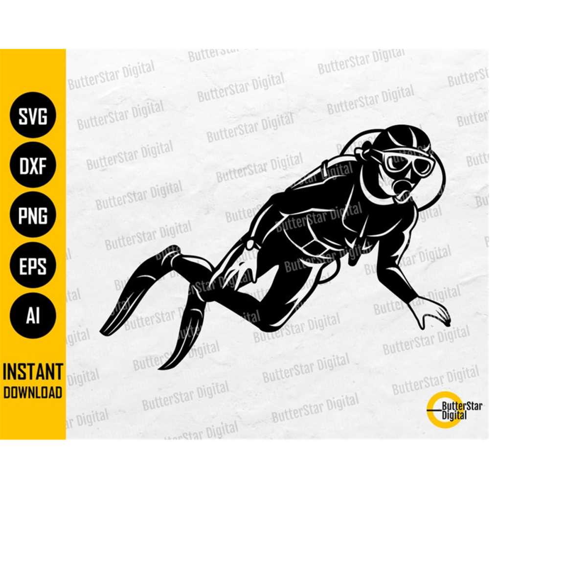 Scuba Diver SVG | Diving Equipment SVG | Dive Stencil Vinyl | Inspire ...