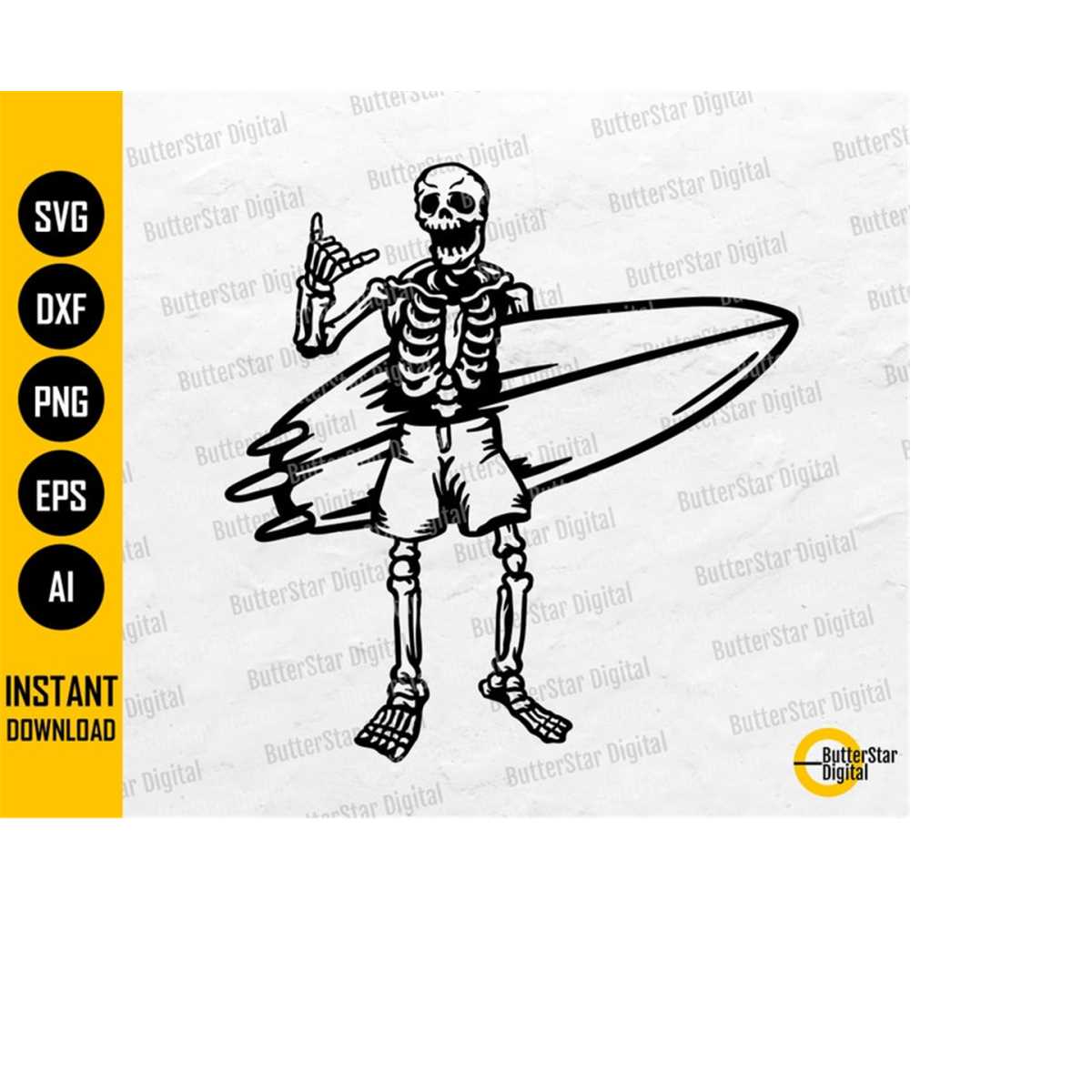 Skeleton With Surfboard SVG | Surf Board Shorts Reef Wave Du | Inspire ...