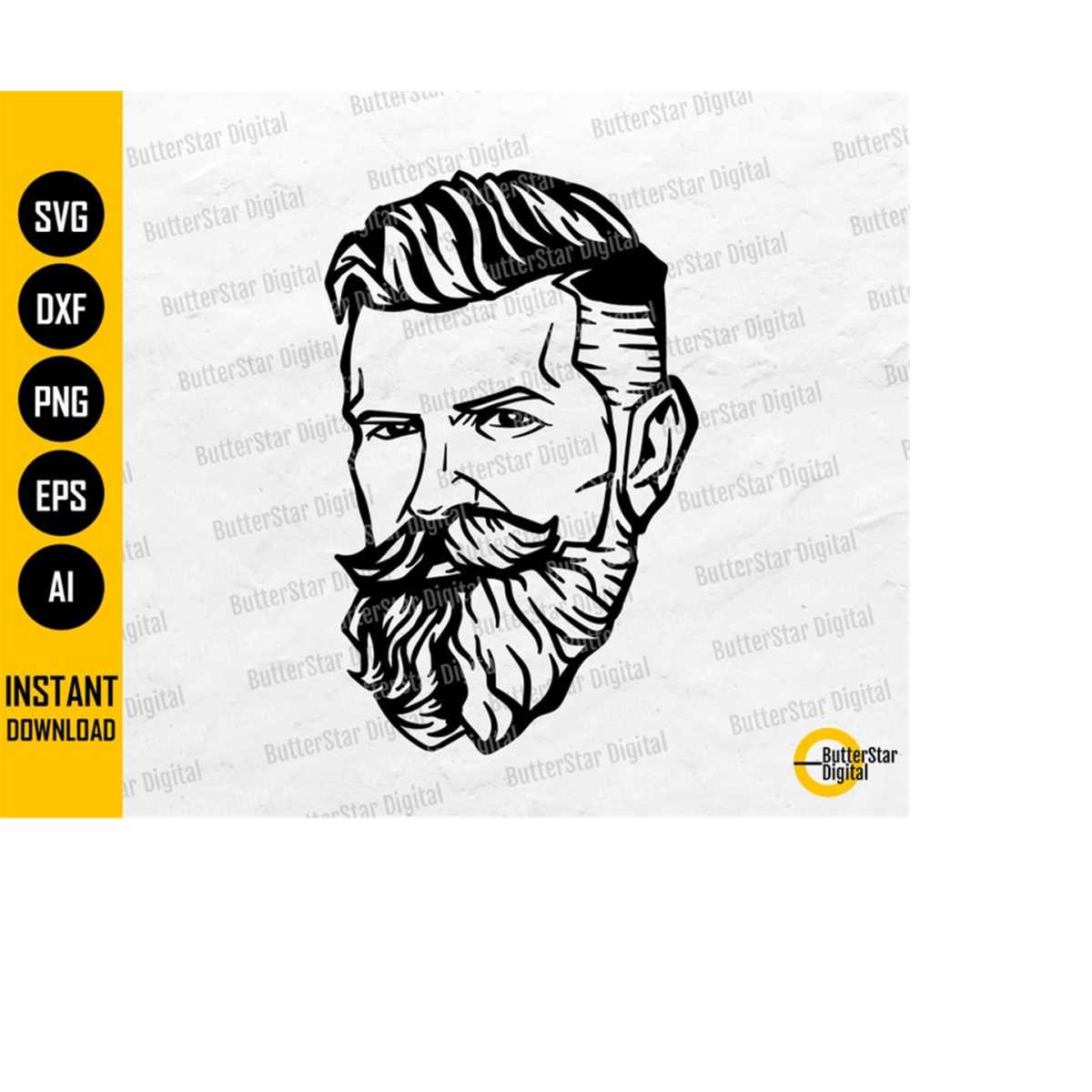 Bearded Man SVG | Gentleman SVG | Manly Beard SVG | Facial H | Inspire ...