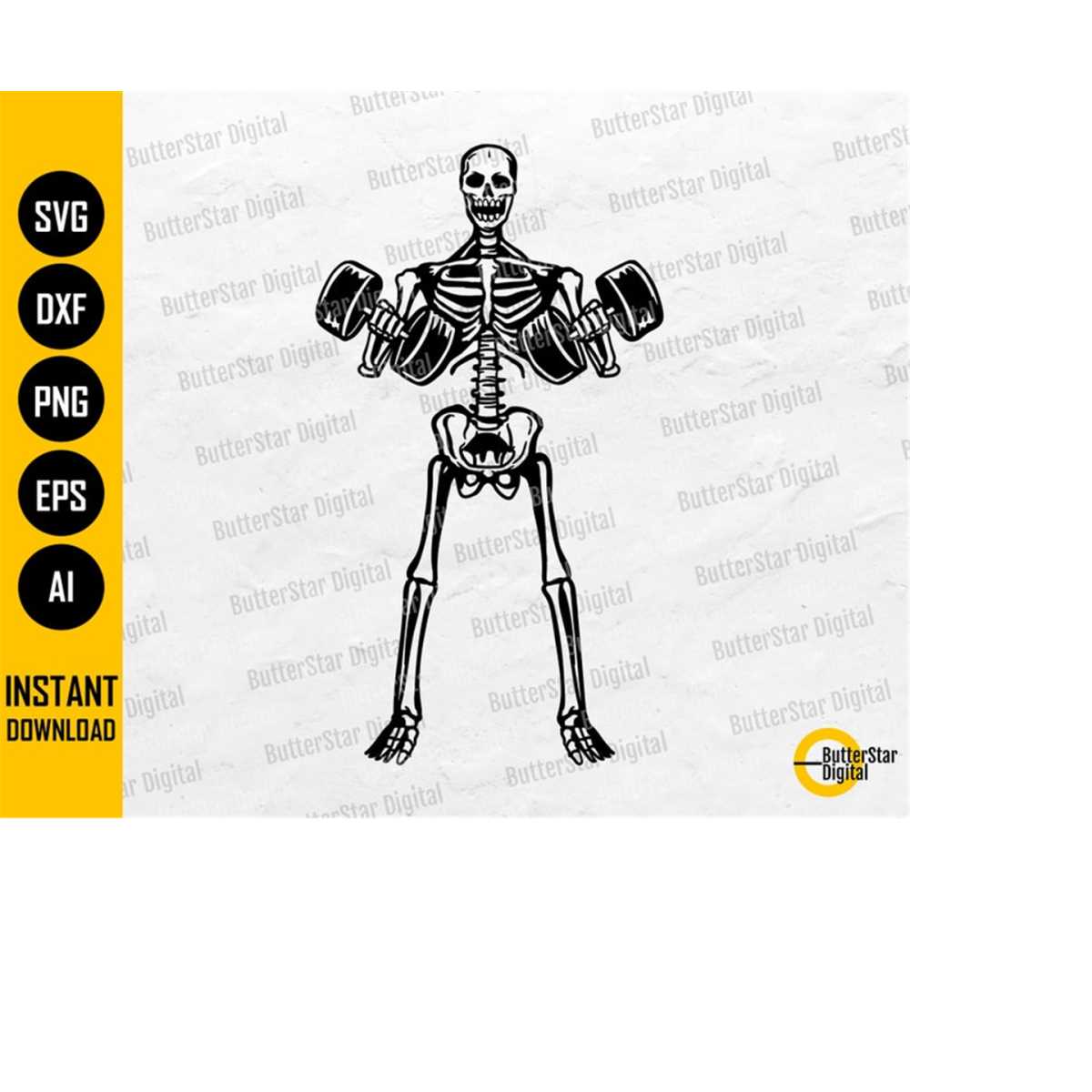 Skeleton Lifting Weights SVG | Workout Exercise Crossfit Fit - Inspire ...