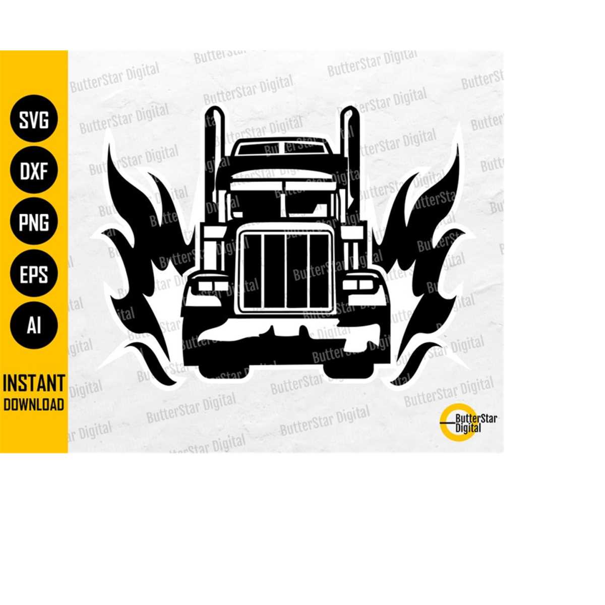 Flaming Semi Truck SVG | 18 Wheeler SVG | 22 Wheeler SVG | T - Inspire ...