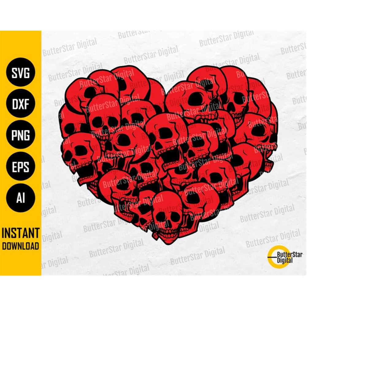Skulls Heart SVG | Skeleton SVG | Gothic Horror Dead Shirt G - Inspire ...
