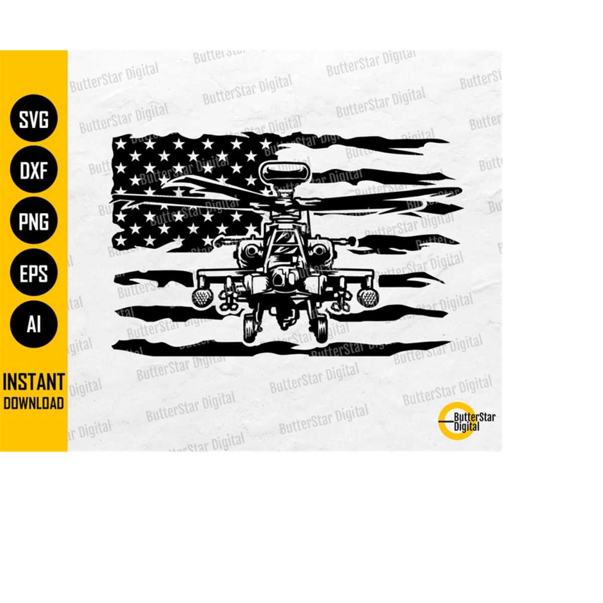 US Apache SVG | USA Helicopter Svg | Army Military Decal Gra | Inspire ...