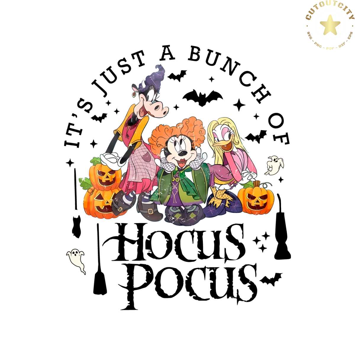 Disney Minnie Daisy Clarabelle Hocus Pocus Halloween PNG | Inspire Uplift