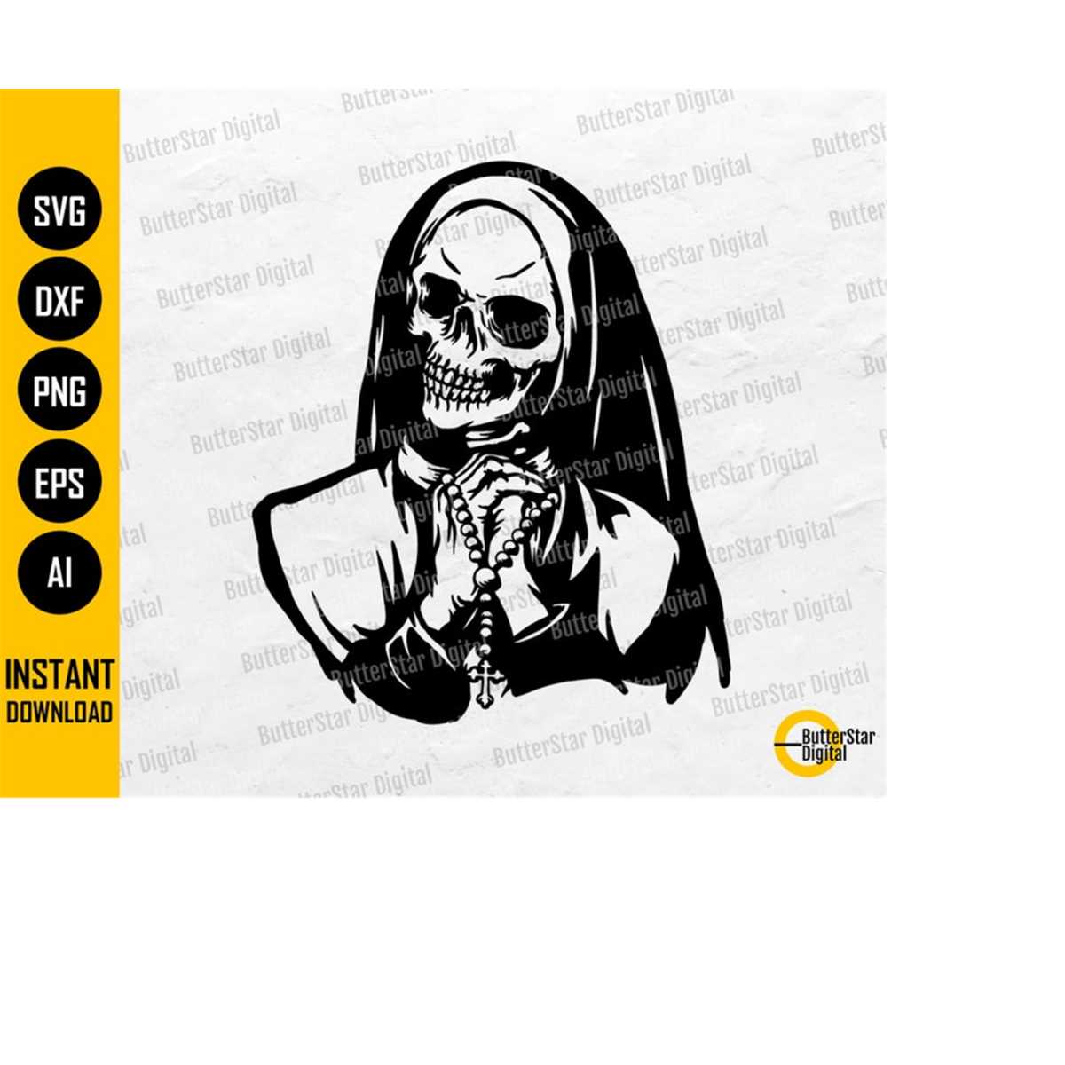 Skeleton Nun SVG | Holy Rosary SVG | God Cross Evil Pray Sin | Inspire ...