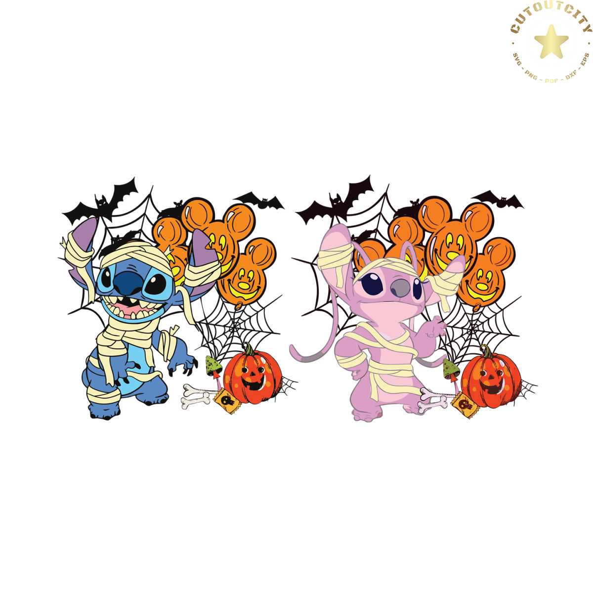 Disney Stitch and Angel Mummy Halloween SVG Lilo and Stitch | Inspire ...
