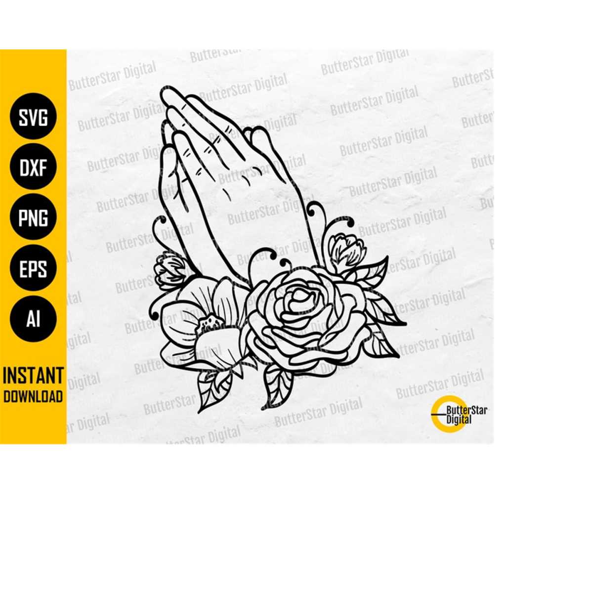 Floral Praying Hands SVG | Christian SVG | Prayer SVG | Pray | Inspire ...