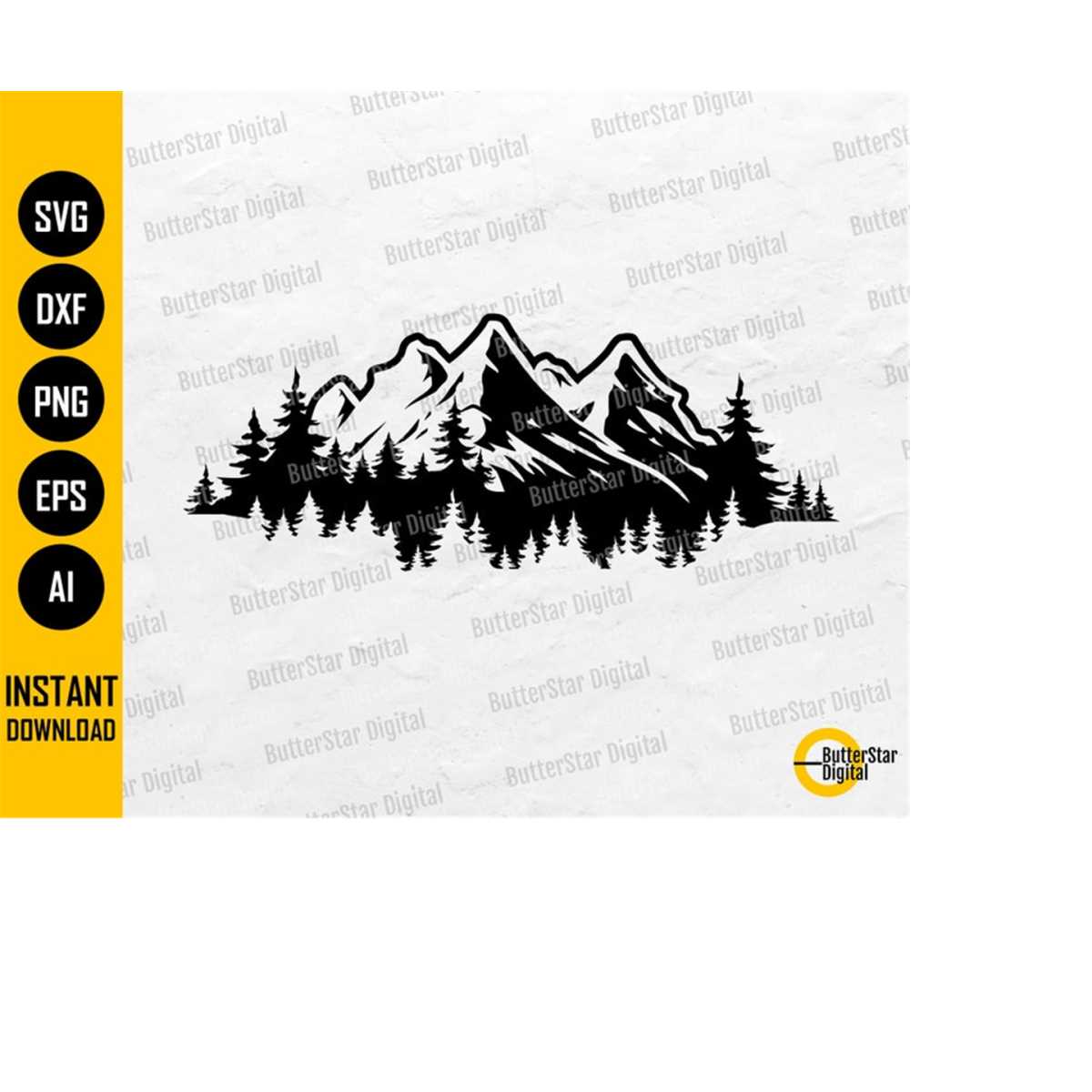 Mountain Scene SVG | Pine Trees SVG | Camping DIY T-Shirt St | Inspire ...