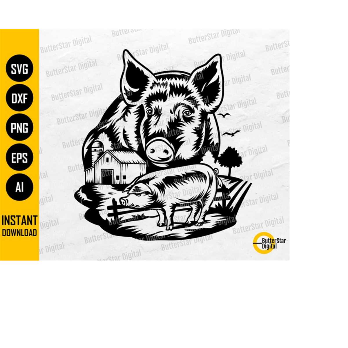 Farm Pig SVG | Farm Animal Decals T-Shirt Stencil Vinyl Stic | Inspire ...