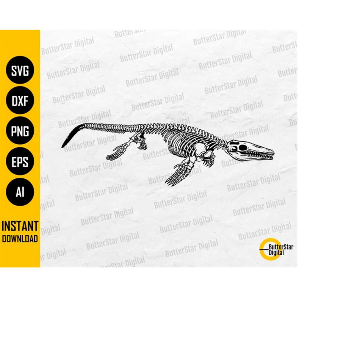 Mosasaurus Skeleton SVG | Dinosaur Fossil SVG | Underwater D | Inspire ...