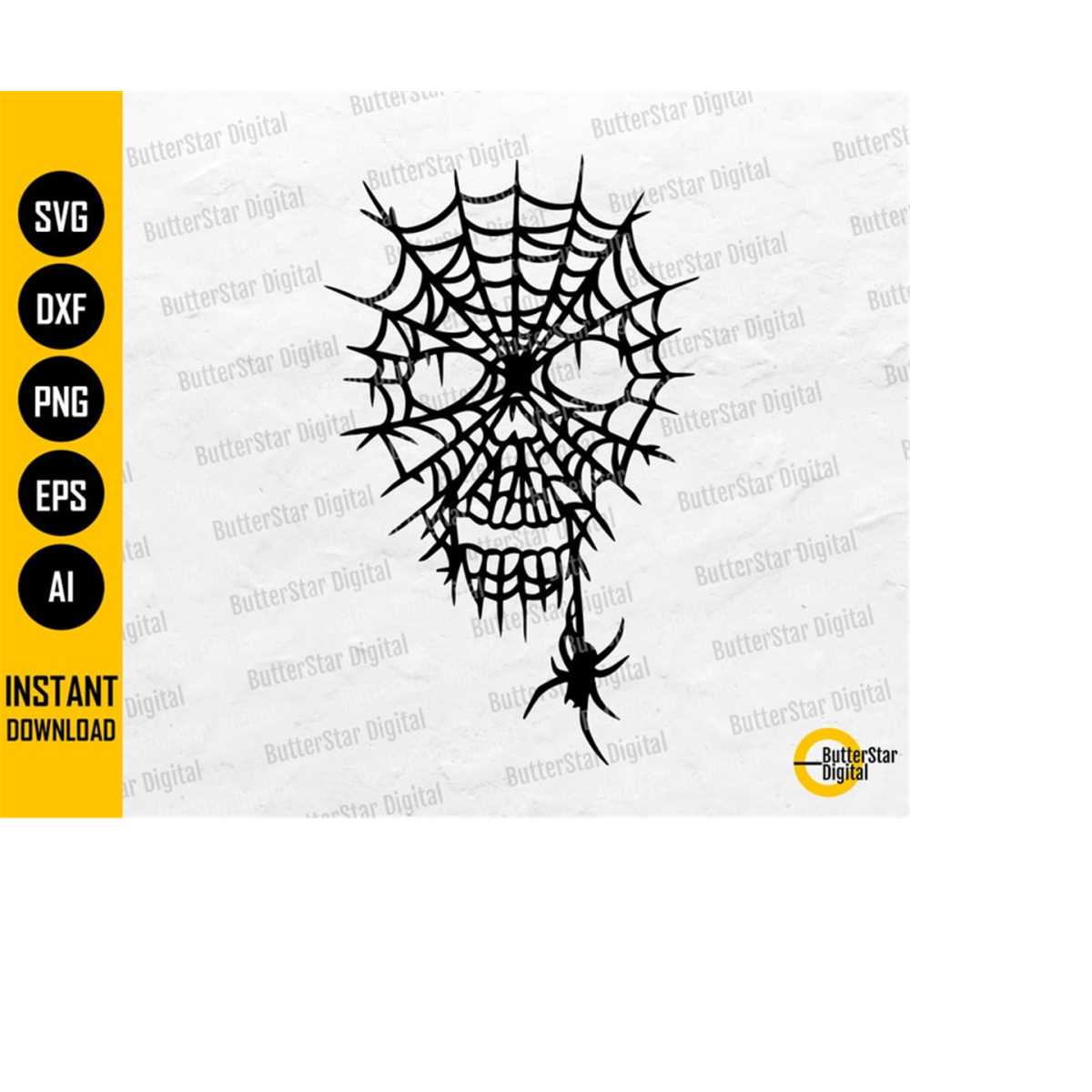 Spider Web Skull SVG | Cute Spooky Wall Decor Decoration Sti | Inspire ...