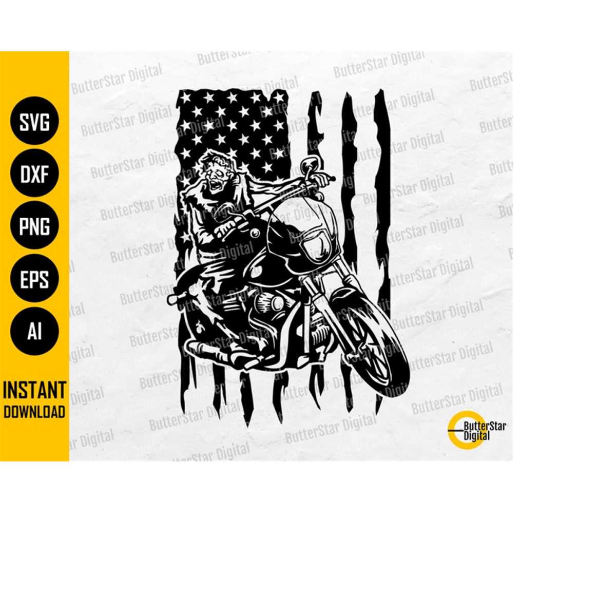 USA Zombie Biker SVG | American Rider SVG | Motorcycle T-Shi | Inspire ...