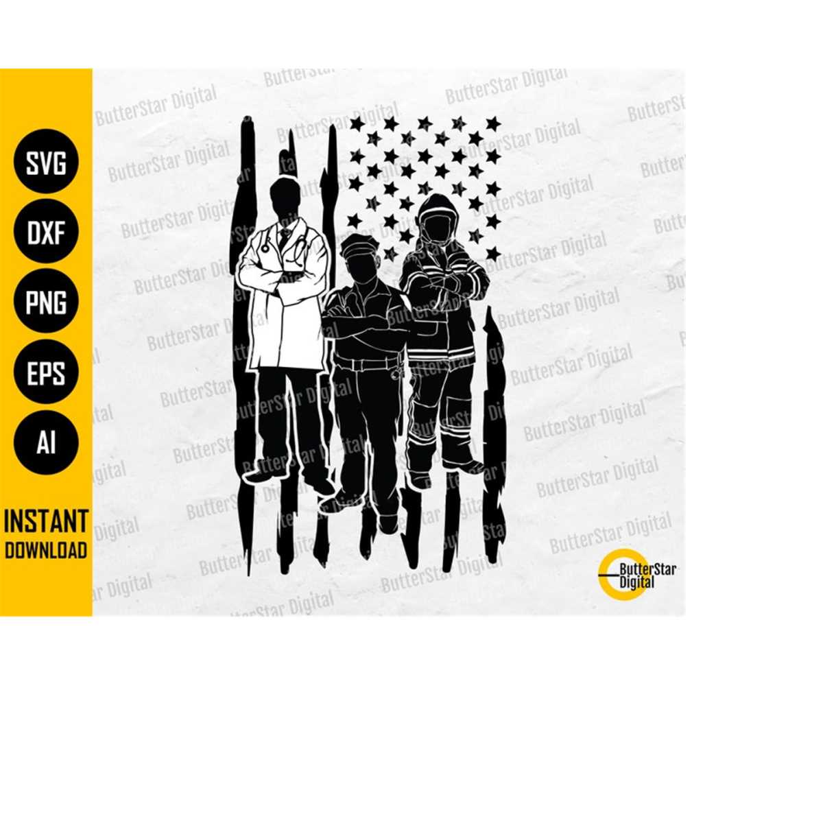 US First Responders SVG | USA Flag Emergency T-Shirt Gift De | Inspire ...