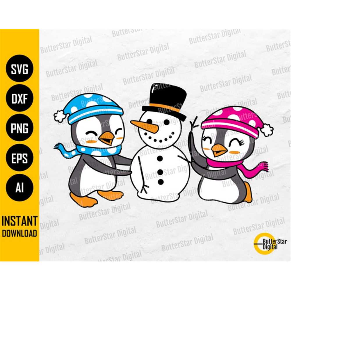 Penguins Build Snowman SVG | Cute Winter SVG | Animal Shirt | Inspire ...