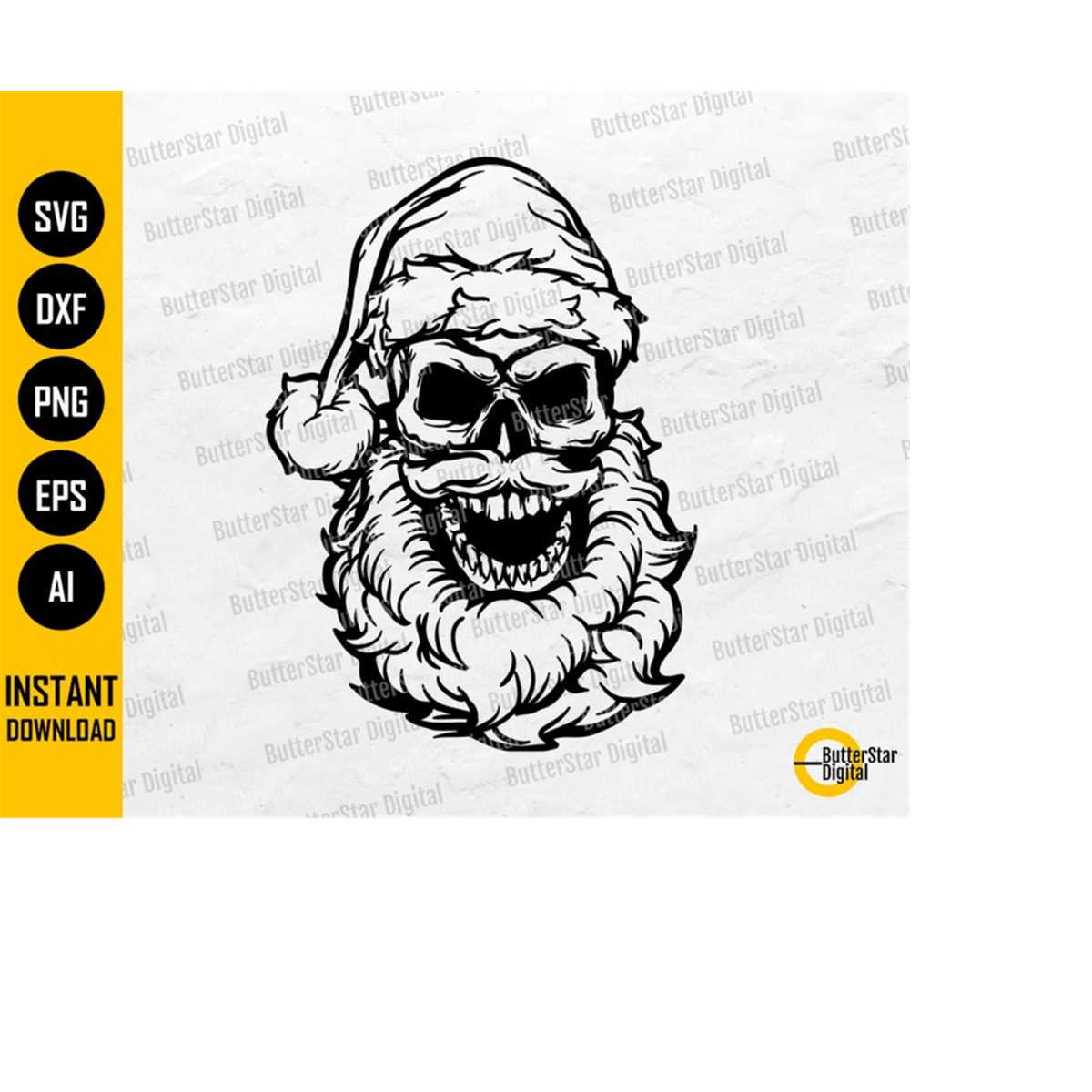 Santa Claus Skull SVG | Skeleton Christmas T-Shirt Decal Gra | Inspire ...