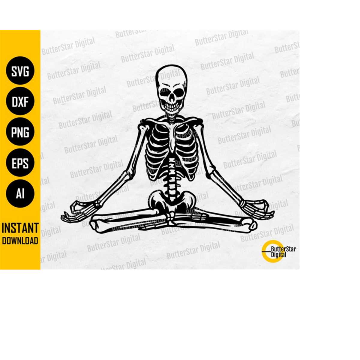 Meditating Skeleton SVG | Yoga SVG | Namaste SVG | Meditate - Inspire Uplift
