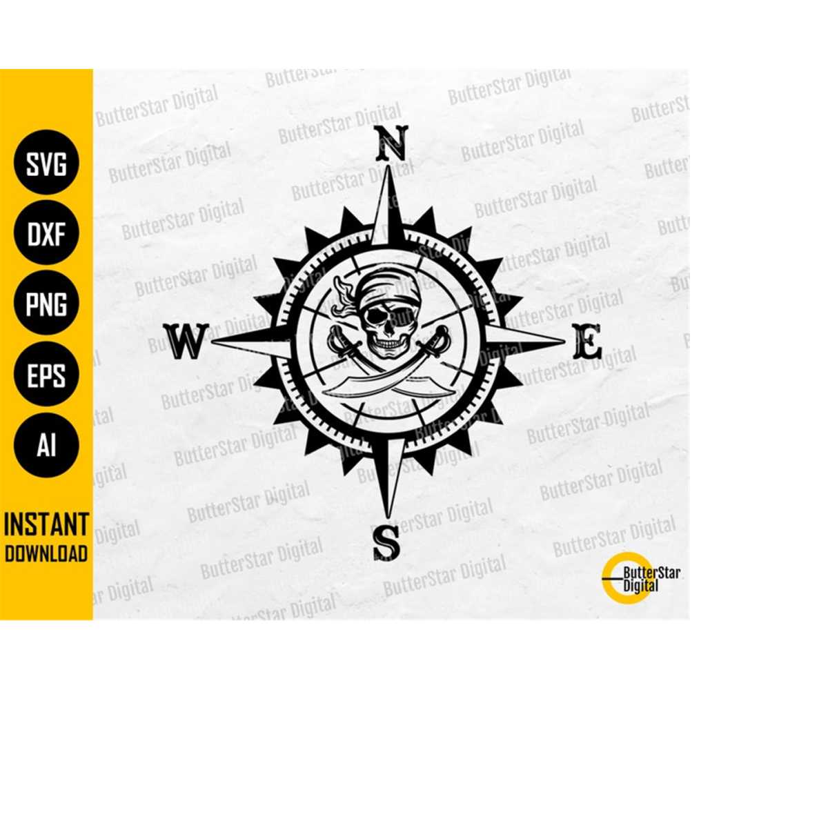 Pirate Compass SVG | Nautical SVG | Piracy SVG | Wind Rose S | Inspire ...