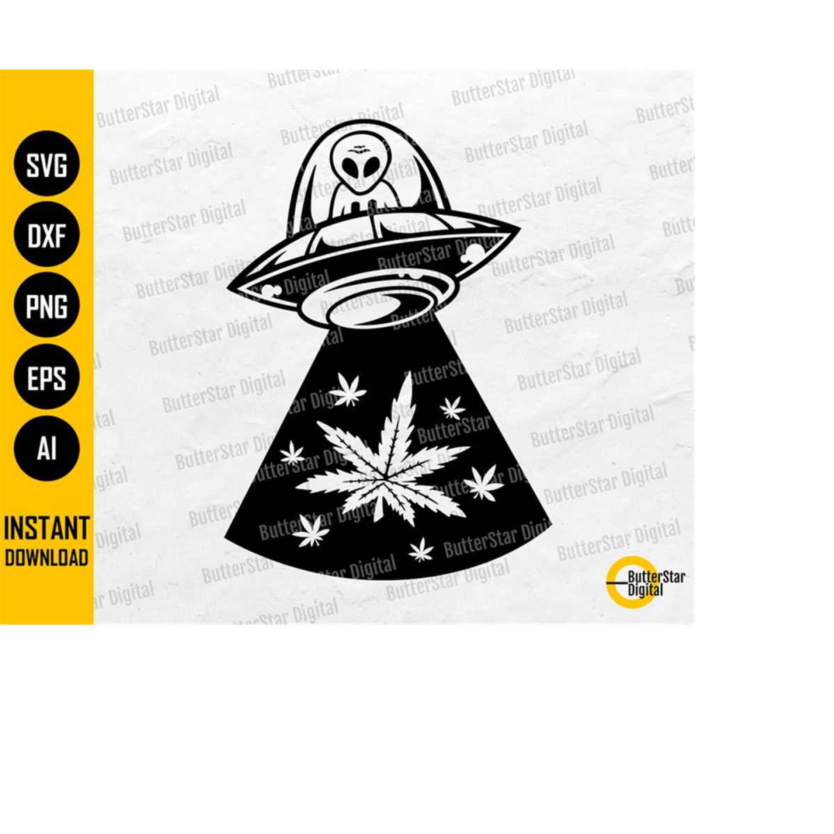 UFO Harvesting Weed SVG | Cannabis Alien Svg | 420 Stoned Po | Inspire ...