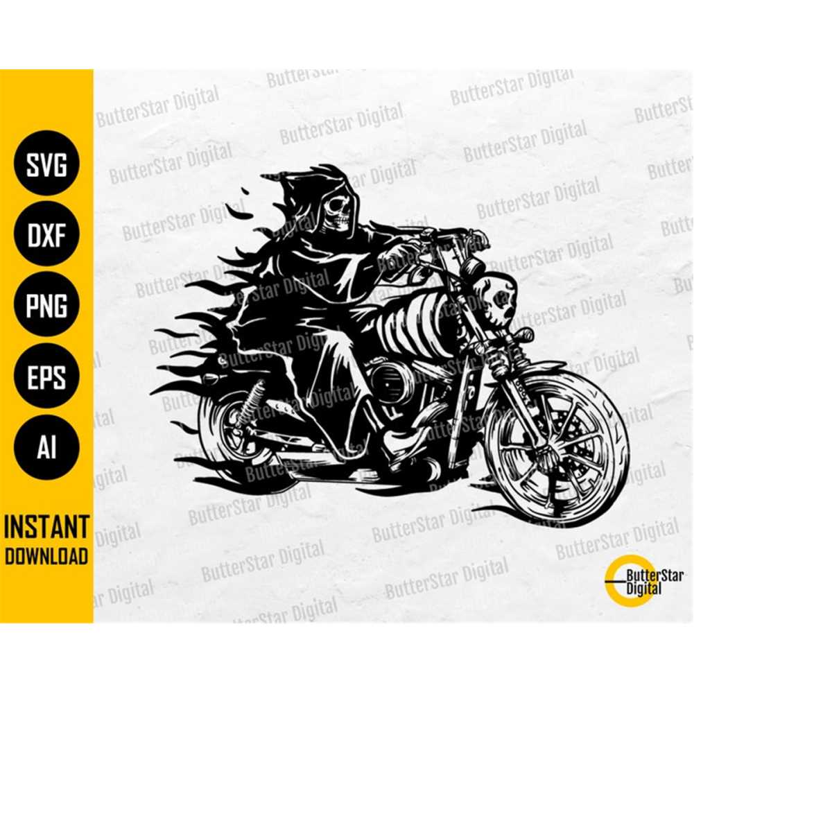 Biker Grim Reaper SVG | Death SVG | Horror Skeleton Skull Bo | Inspire ...