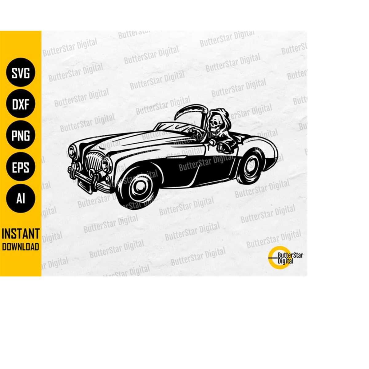 Vintage Car Grim Reaper SVG | Death SVG | Horror Ride Automo | Inspire ...