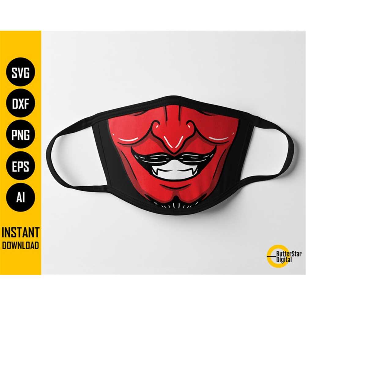 Devil Face Mask SVG | Scary Demon Facemask | Evil Smile Mout | Inspire ...