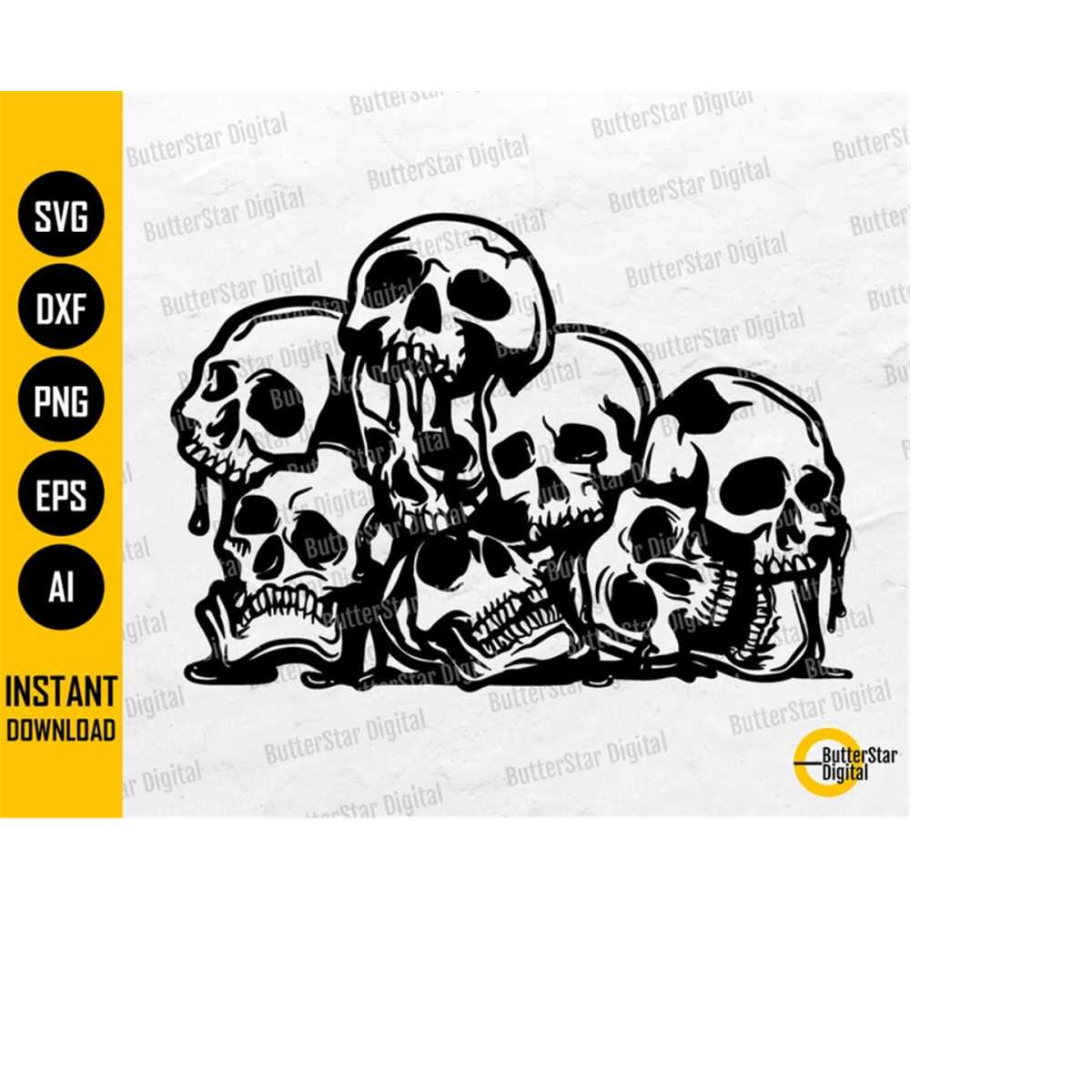 Bloody Skulls Pile SVG | Skeletons SVG | Gothic Shirt Decal | Inspire ...