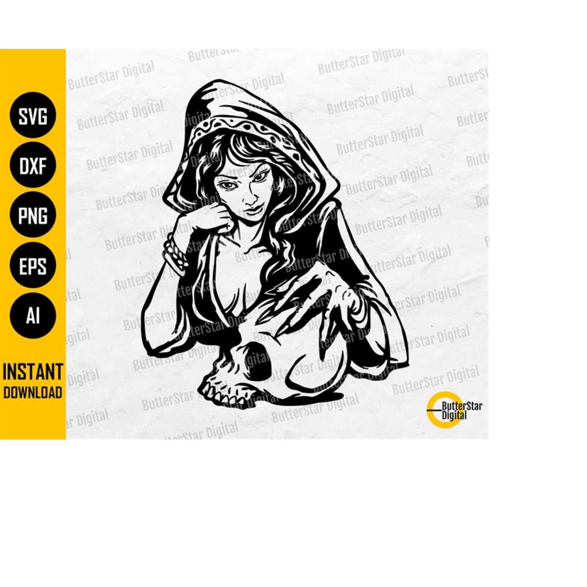 Woman With Skull SVG | Death SVG | Gothic T-Shirt Vinyl Sten | Inspire ...
